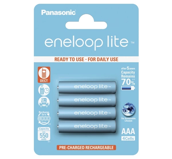 PANASONIC ENELOOP LITE elem (AAA, BK-4LCCE/4BE, 1.2V, 550mAh Ni-MH ...