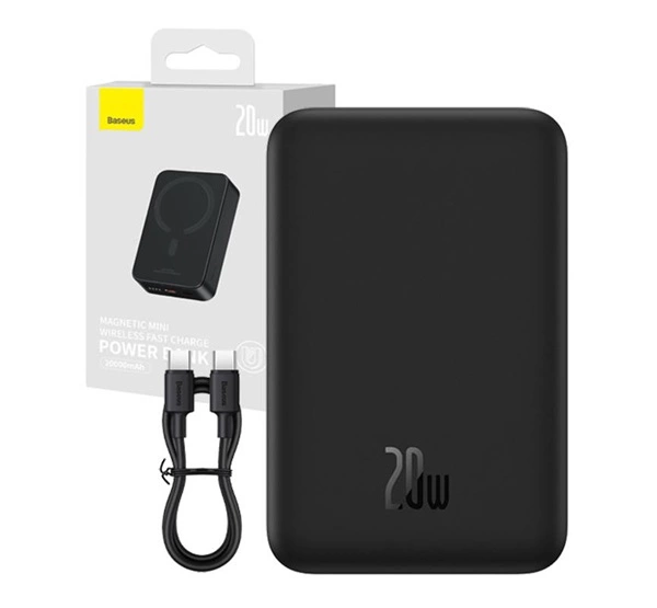 BASEUS MAGNETIC MINI vésztöltő Type-C aljzat 20000mAh, MagSafe + Type-C ...