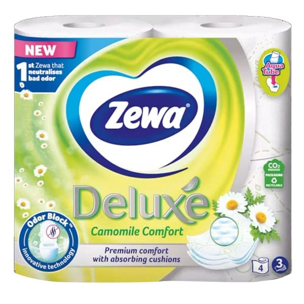 Toalettpapír ZEWA Deluxe 3 rétegű 4 tekercses Camomile Comfort 3275 | pcx.hu