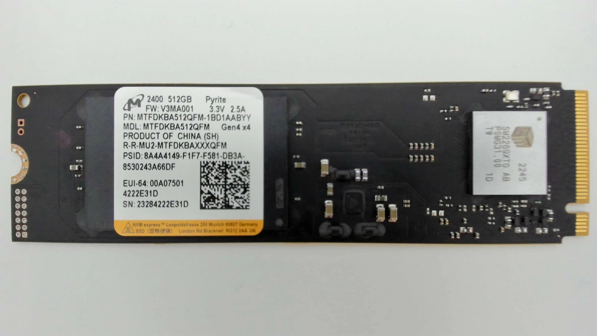 Micron 512gb M.2 SSD NVMe Gen4x4 ; MTFDKBA512QFM-1BD1AABGA | pcx.hu