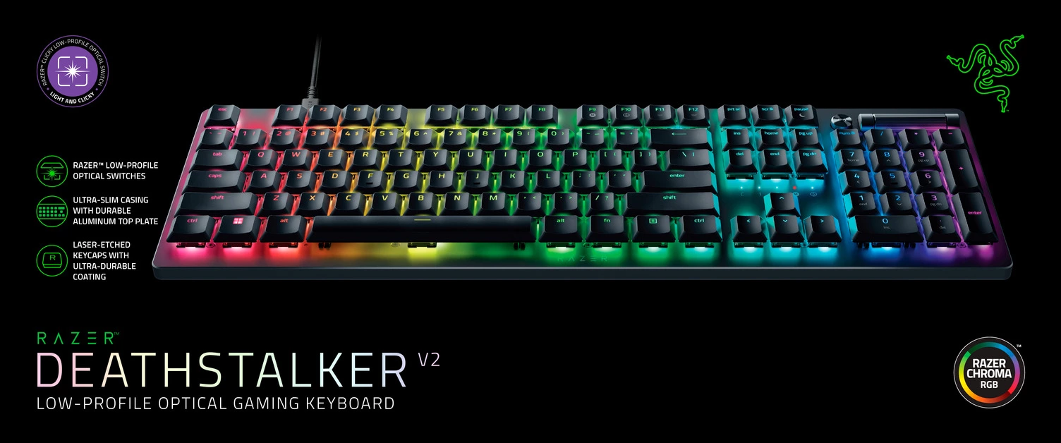 Razer DeathStalker V2 (Purple Switch) - US Layout RZ03-04501800-R3M1 ...