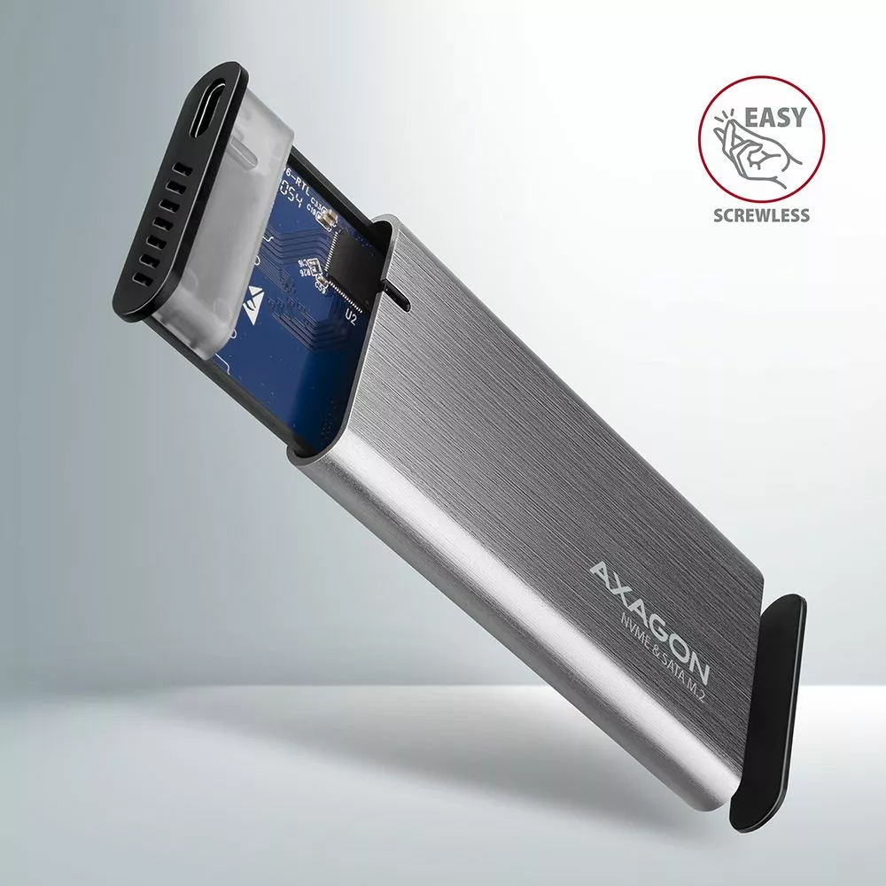 AXAGON EEM2-SG2 SuperSpeed+ USB-C - M.2 NVMe & SATA SSD külső ház i ...