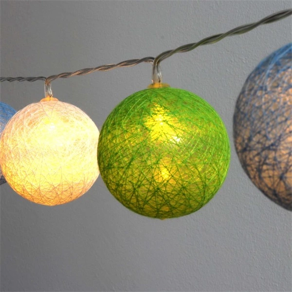 Iris Gömb alakú 6cm/színes fonott/3m/zöld-kék-fehér/20db LED-es/USB-s ...